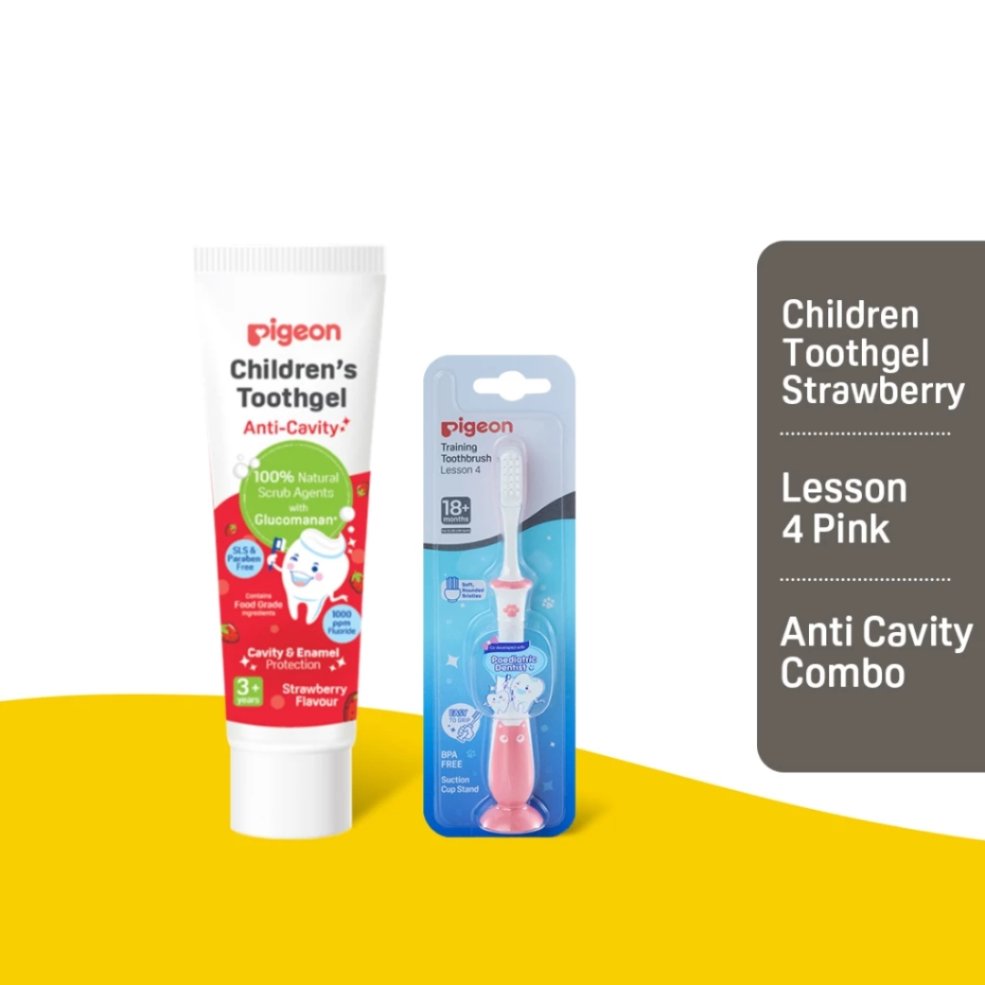 Pigeon Training Toothbrush Lesson 4 + Toothgel Anti Cavity Combo (3 ye ...