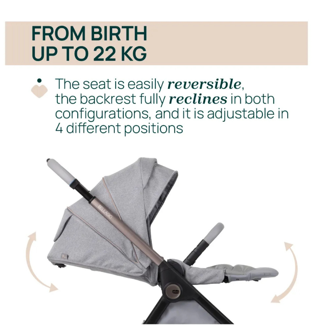 Chicco Bellagio Stroller - Black Satin (Newborn till 22kg) | Two Ways ...