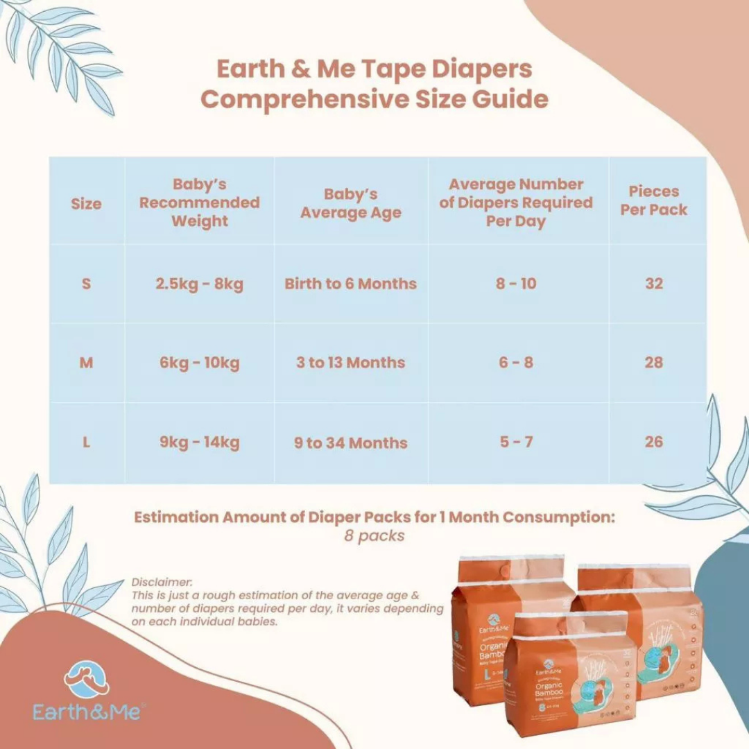 Earth & Me Biodegradable Organic Bamboo Tape Diapers – Babyland SS2 ...