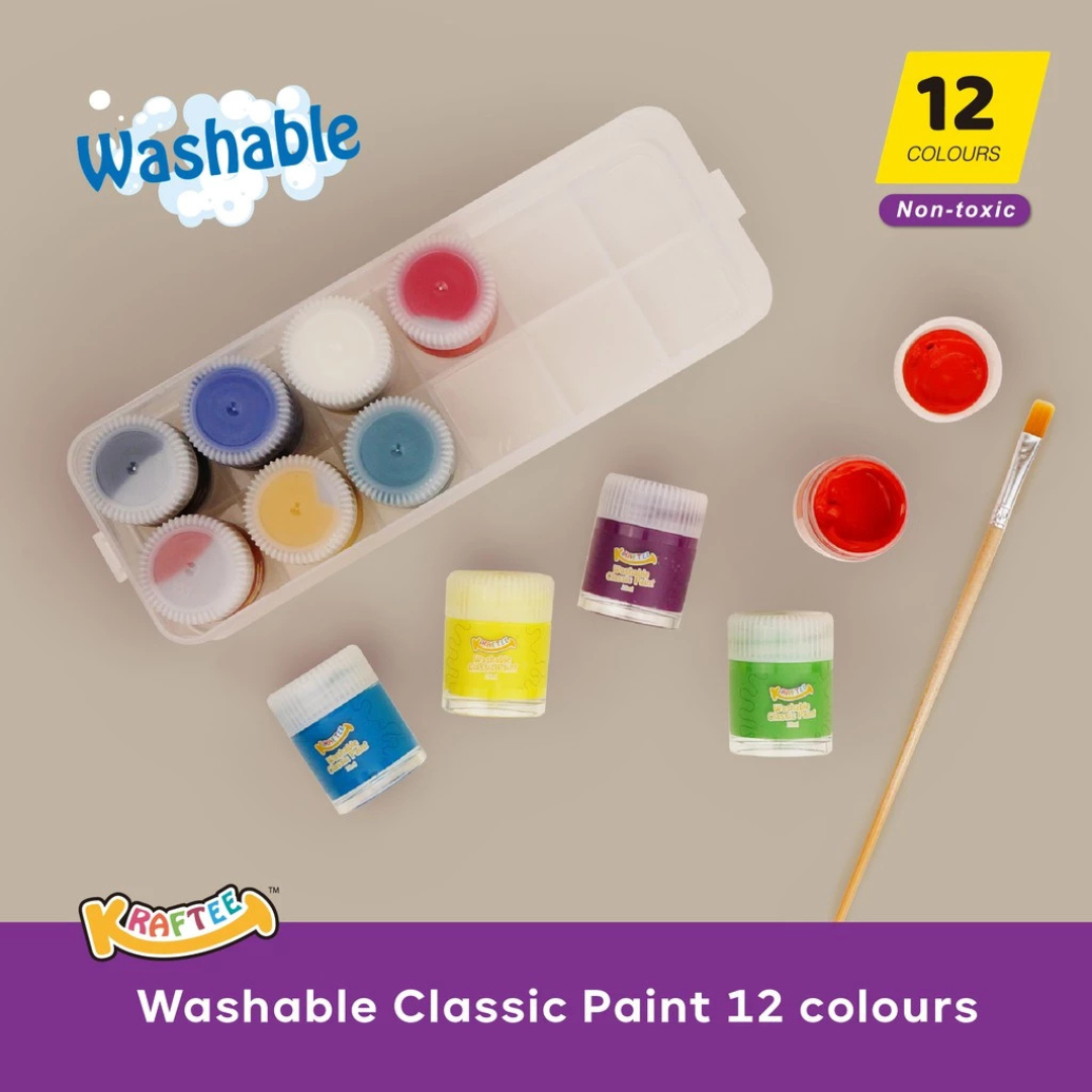 Kraftee 12ct Washable Classic Paint For Kids – Babyland SS2 Malaysia