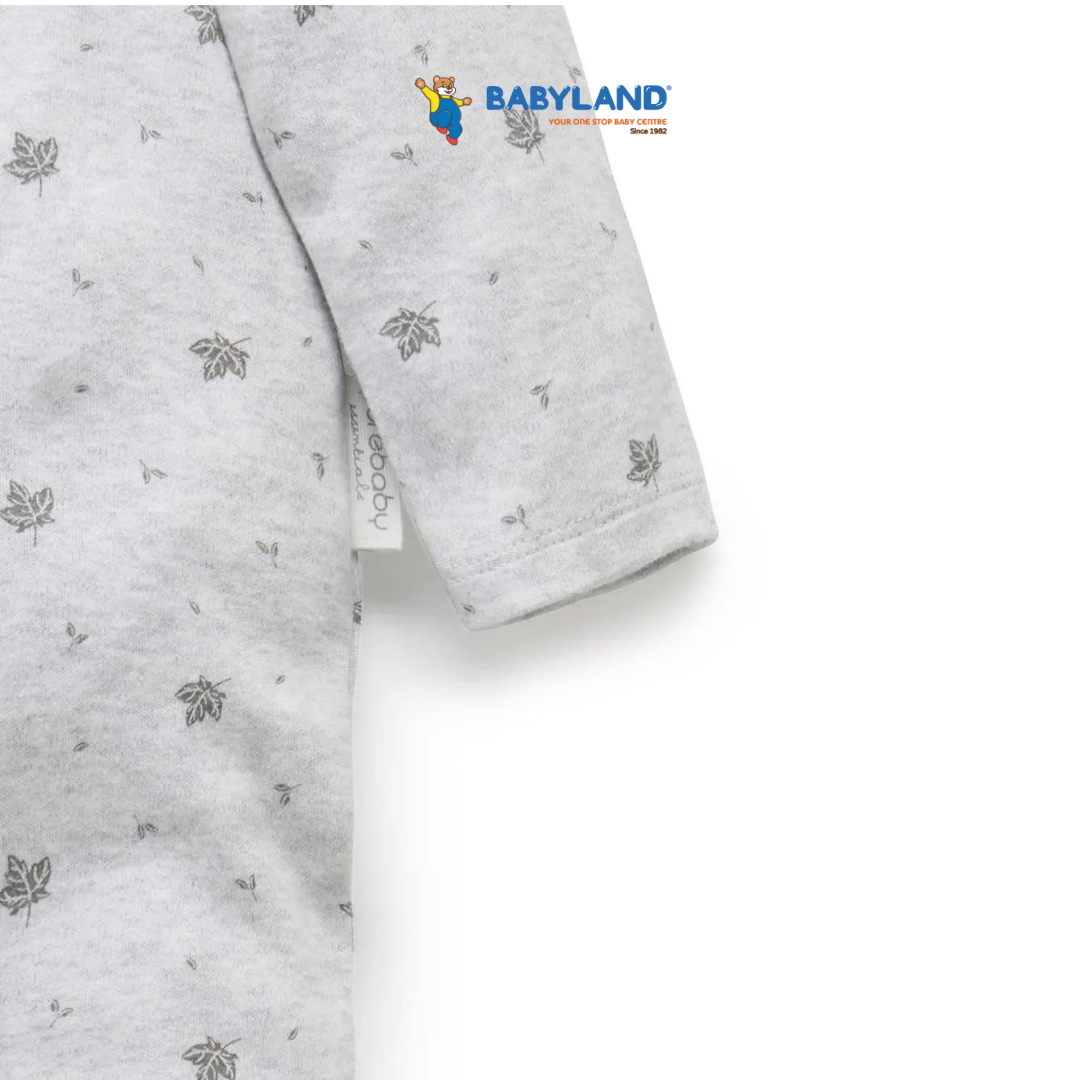 Purebaby Organic Sleepsuit Purebaby Australia - Pale Grey Leaf ...
