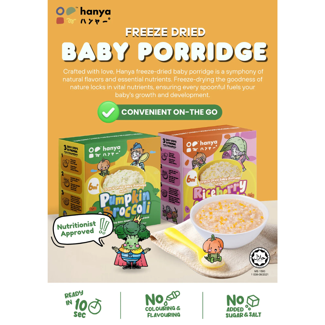 Hanya Freeze Dried Baby Porridge (6m+) - 14g x 3packs – Babyland SS2 ...