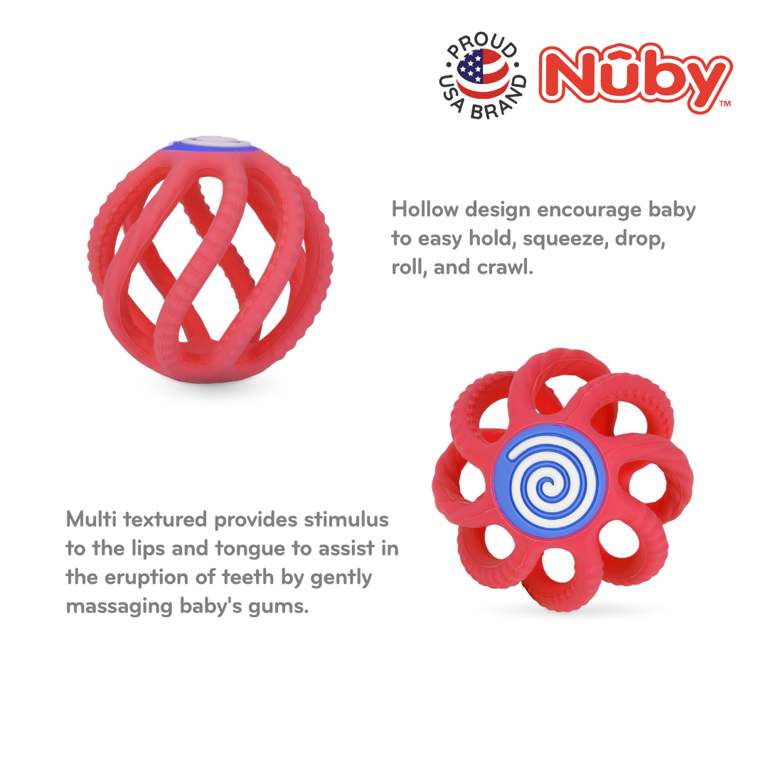 Nuby Silicone Collapsible Ball Teether - FDA (3m+) (Random Color ...