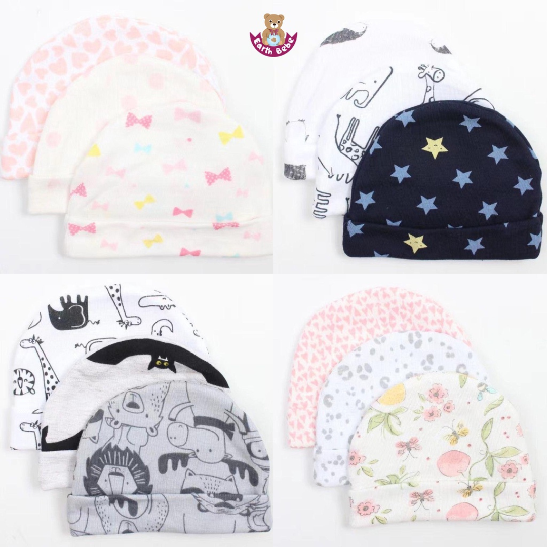 Earth Bebe New Born Baby Caps (3Pcs) – Babyland SS2 Malaysia