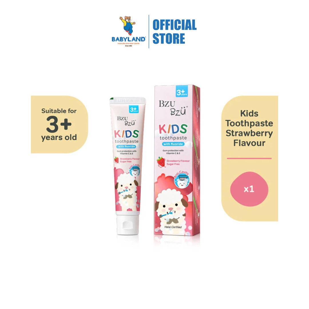 BZU BZU Kids Toothpaste Strawberry Flavour (50g) – Babyland SS2 Malaysia