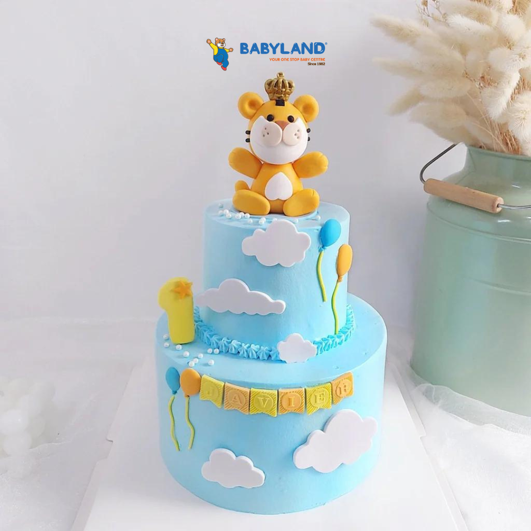 [PRE-ORDER] Yippii Two Tier Crown Tiger Cake 4 Inch + 6 Inch (Buttercr ...