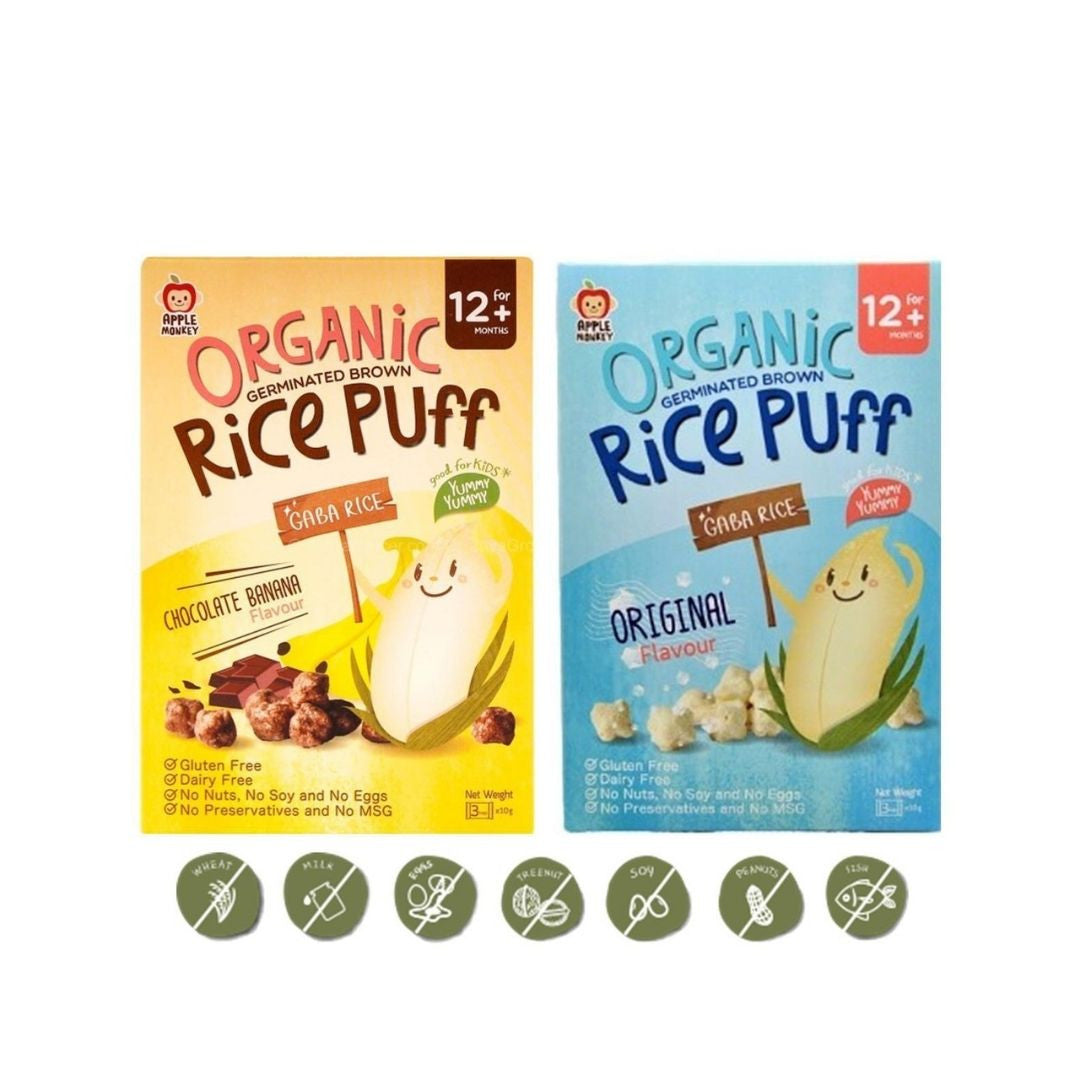 Apple Monkey Germinated Brown Rice Puff (30g) – Babyland SS2 Malaysia