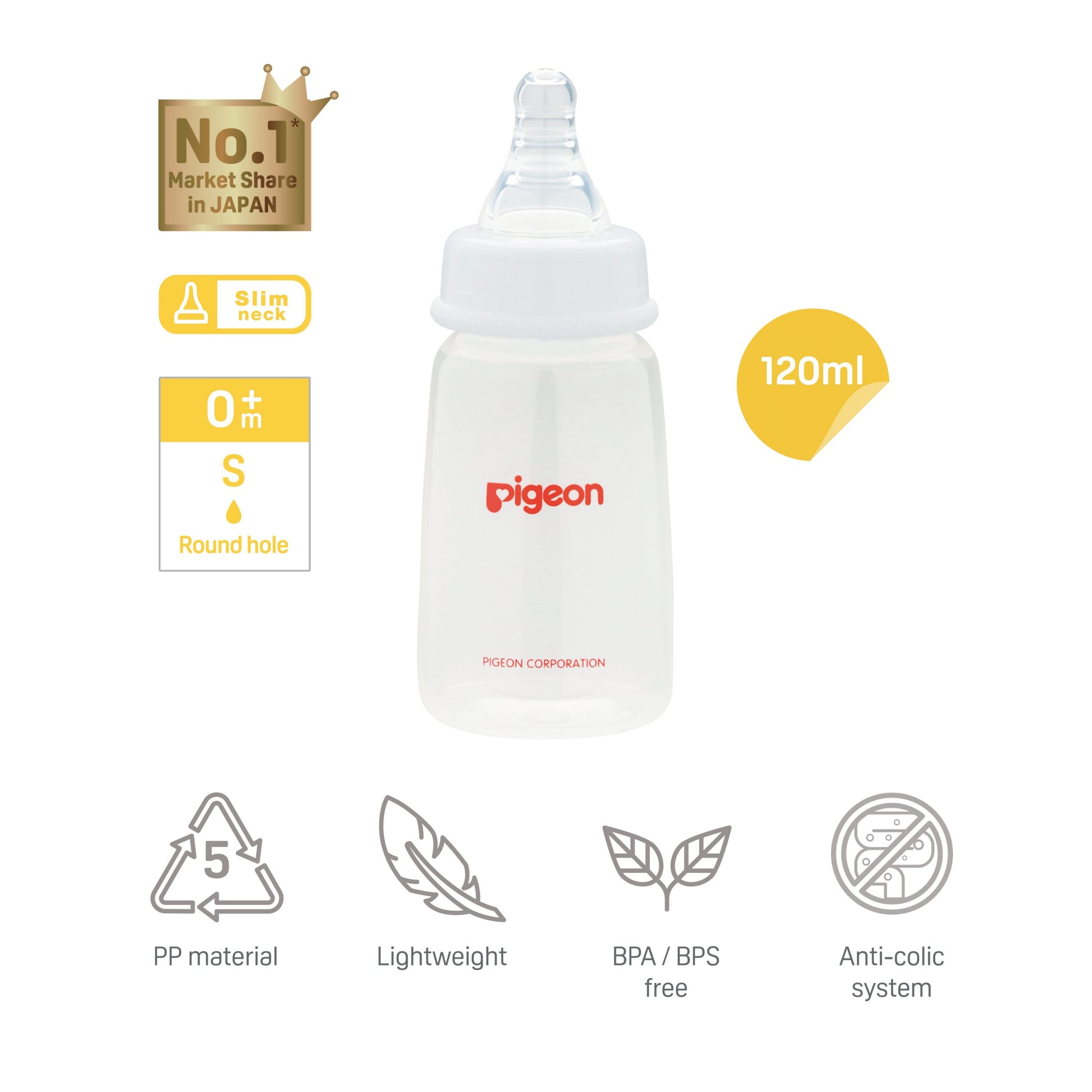 Pigeon Slim-Neck PP Bottle 120ml/240ml – Babyland SS2 Malaysia